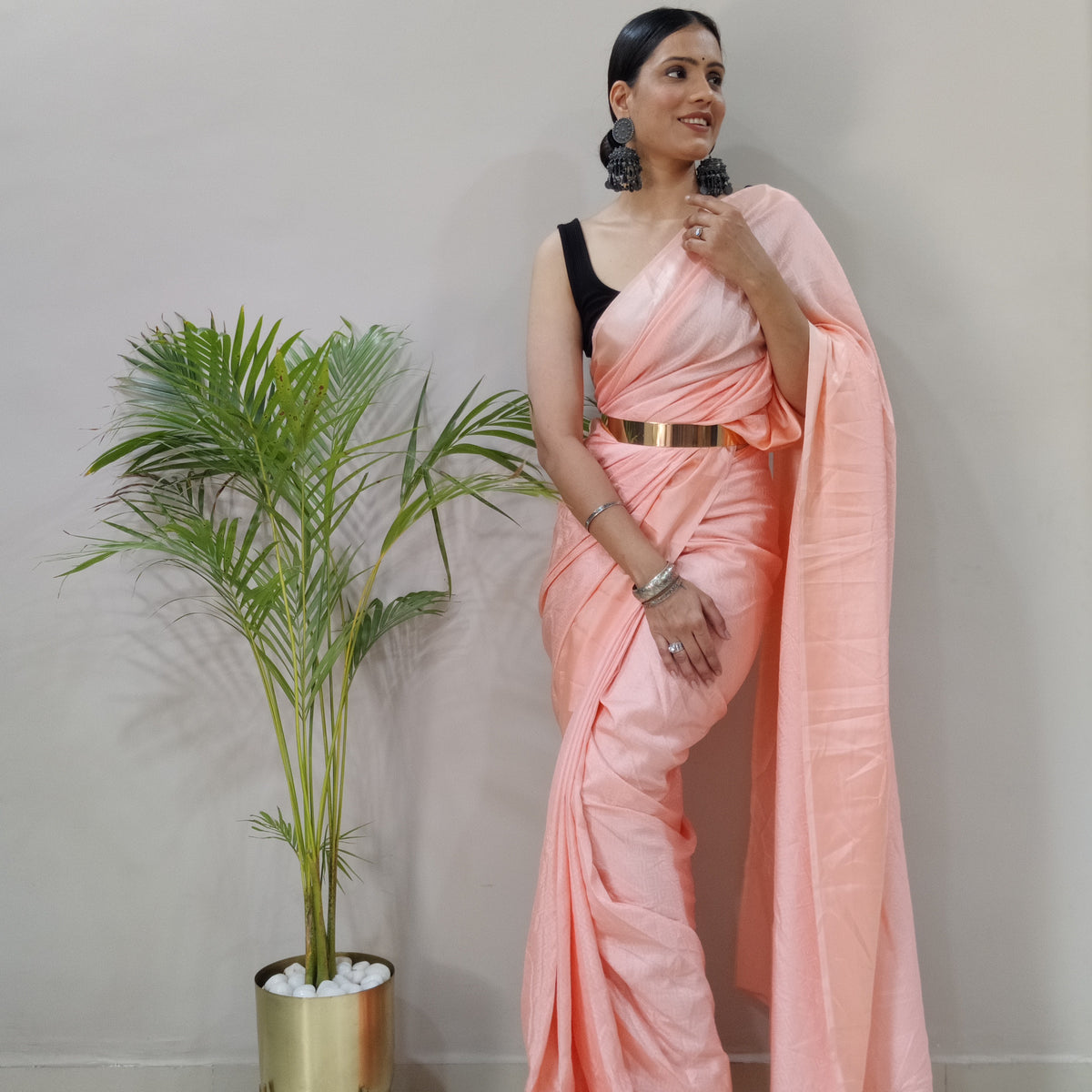 One Minute Ready To Wear New Classic look Orange Candy Saree – Divashree