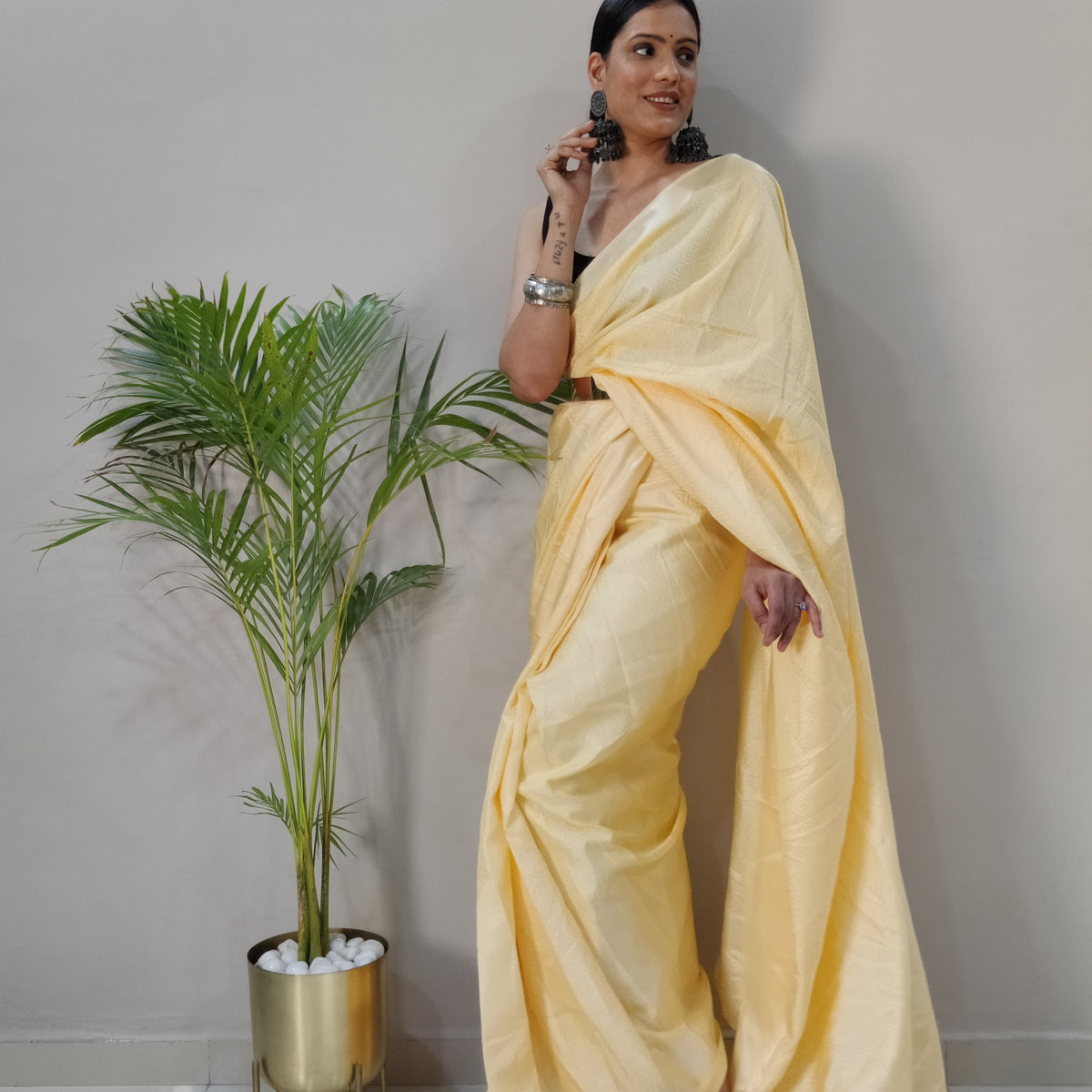 One Minute Ready To Wear New Classic look Lite Lamon Saree – Divashree