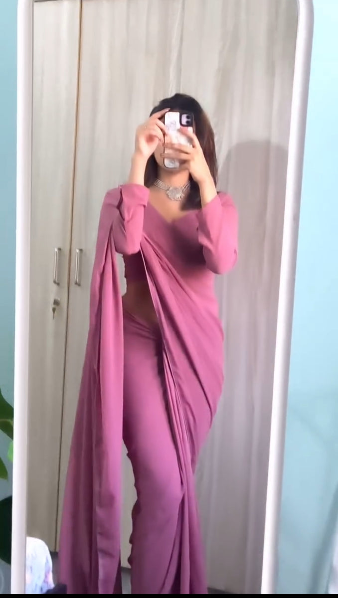 New One Minute Ready Wear Flamingo Pink Saree – Divashree